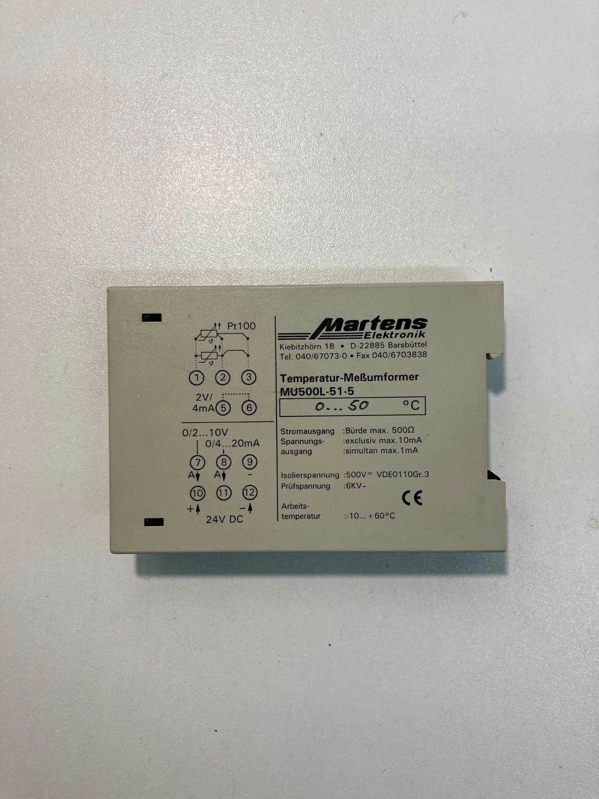 Martens Elektronik MU500L-51-5 Tempratur-Meßumformer | eBay