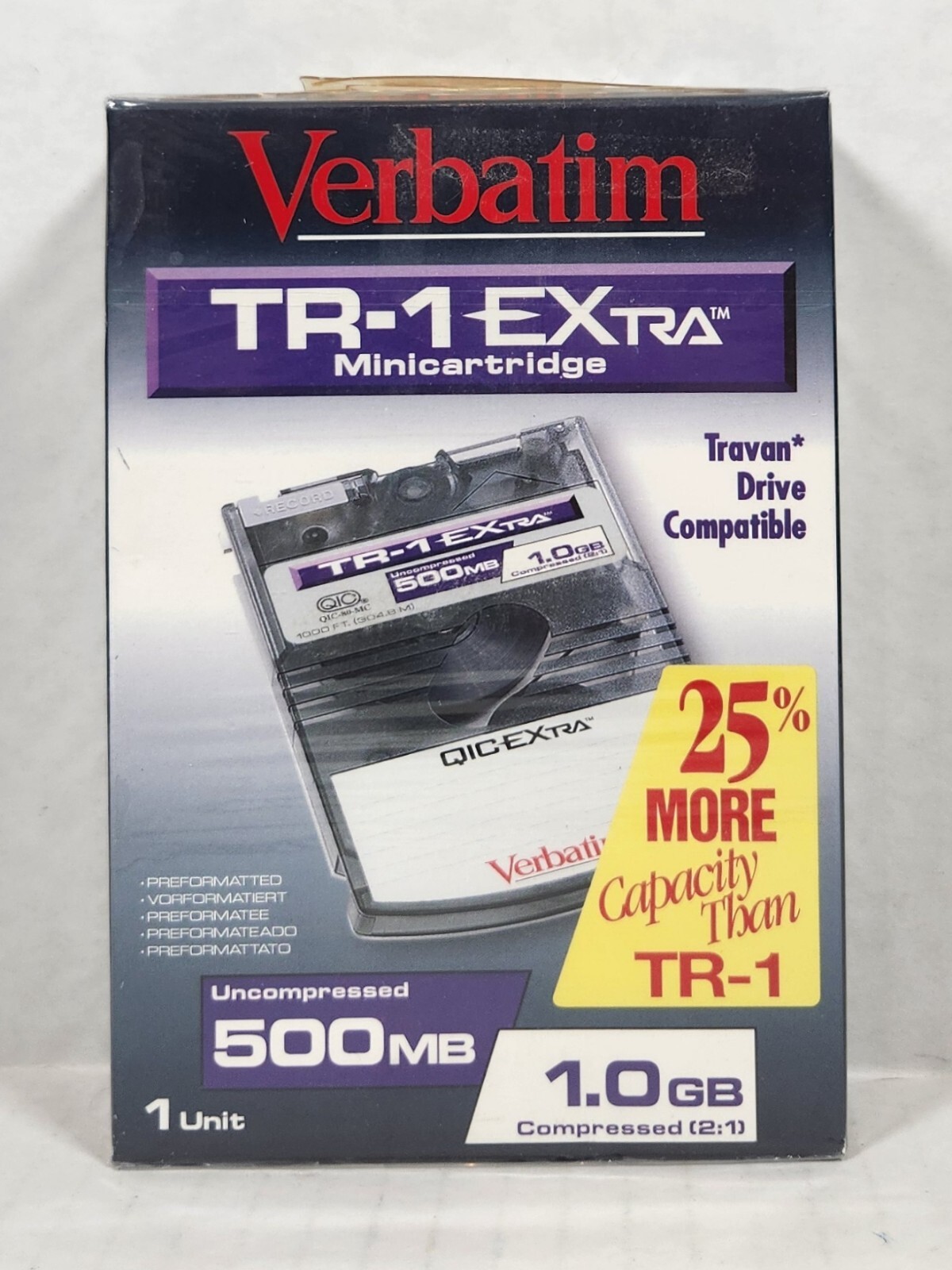 Verbatim TR-1 Extra Travan 500MB Uncompressed/ 1GB Compressed Mini ...