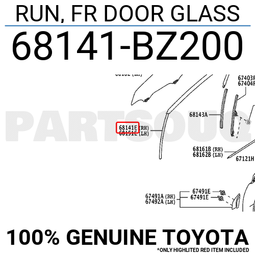68141BZ200 Genuine Toyota RUN, FR DOOR GLASS 68141-BZ200 | eBay
