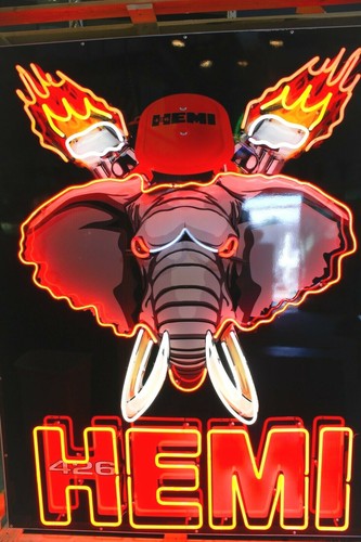 New Large HEMI Engine Logo Neon Sign with Flashing Flames 58"x72" | eBay