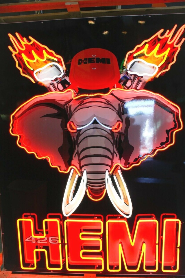 New Large HEMI Engine Logo Neon Sign with Flashing Flames 58"x72" | eBay