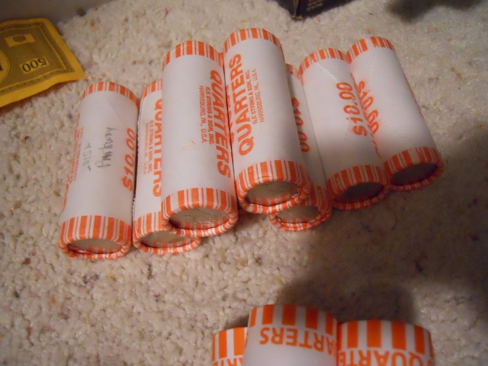 Bulk, 10 Hand Wrapped Rolls, ($100) Normal Regular Quarters. Real Mixed ...