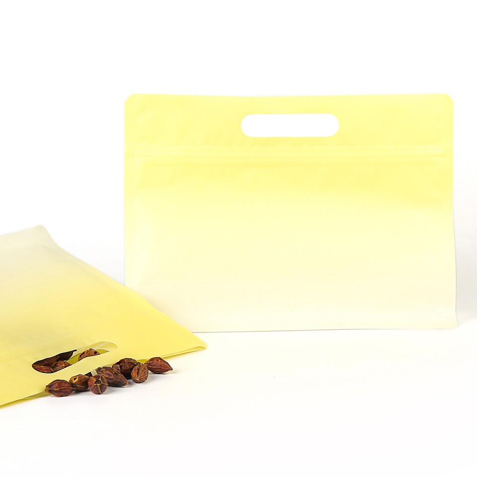 25 Yellow Rice Paper Reclosable Zip Bags w. Clear Side Gusset Food ...