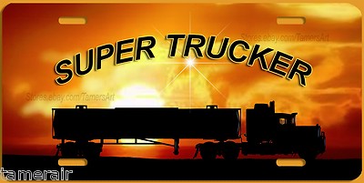 18 WHEELER SUPER TRUCKER ART LICENSE PLATE | eBay
