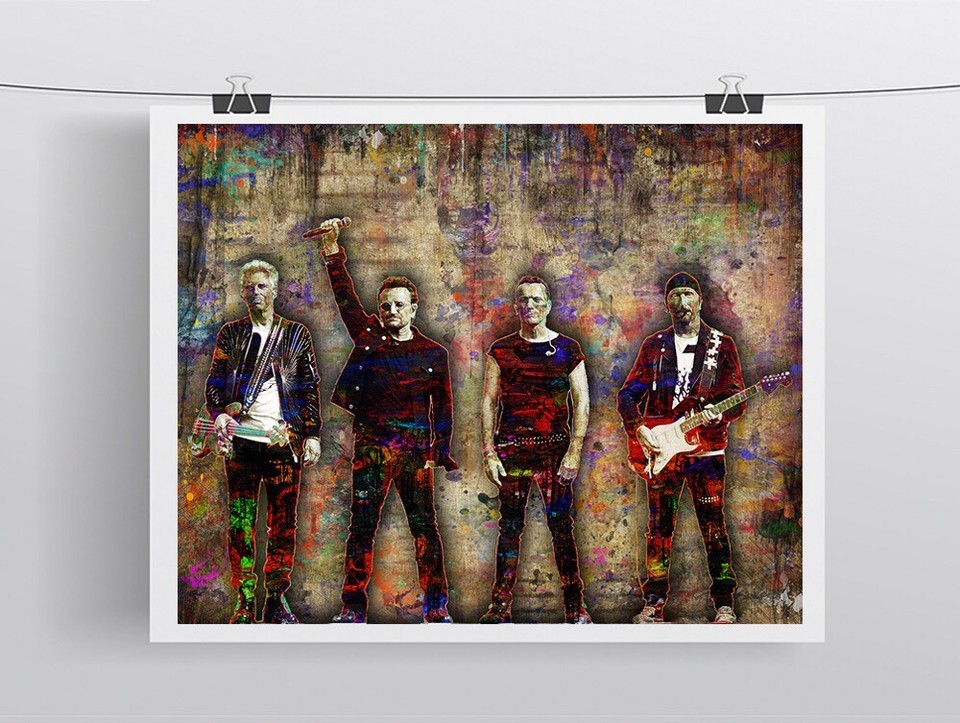 U2 Poster, U2 Pop Art Bono Edge Adam Larry of U2 Colorful 24x36in Free ...