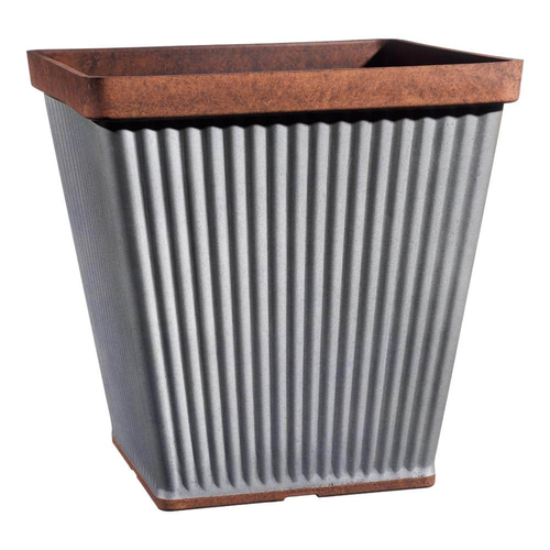 NEW 14in Square Planter Galvanized Resin Spokane Indoor/Outdoor Pots ...