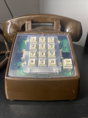 Vintage Tone Brown Push Button Desk Office Phone Telephone Clear Face ...