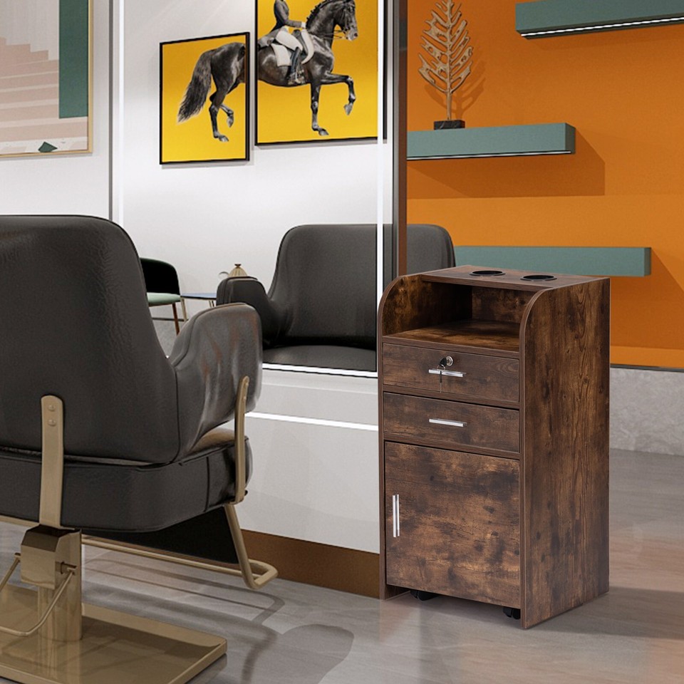 Hair Salon Trolley Wood Rolling Cart Salon Beauty Station Stylist ...