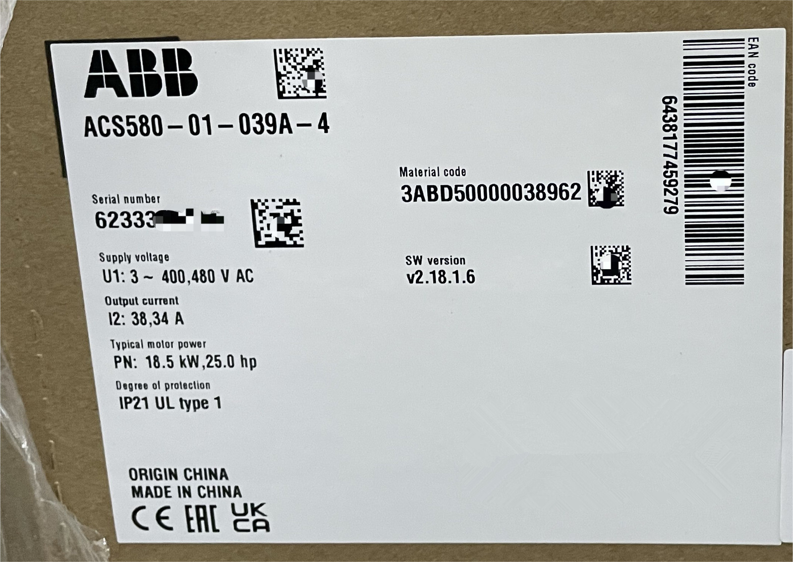 ACS580-01-039A-4 1PCS NEW Frequency Converter ACS580-01-039A-4 | eBay