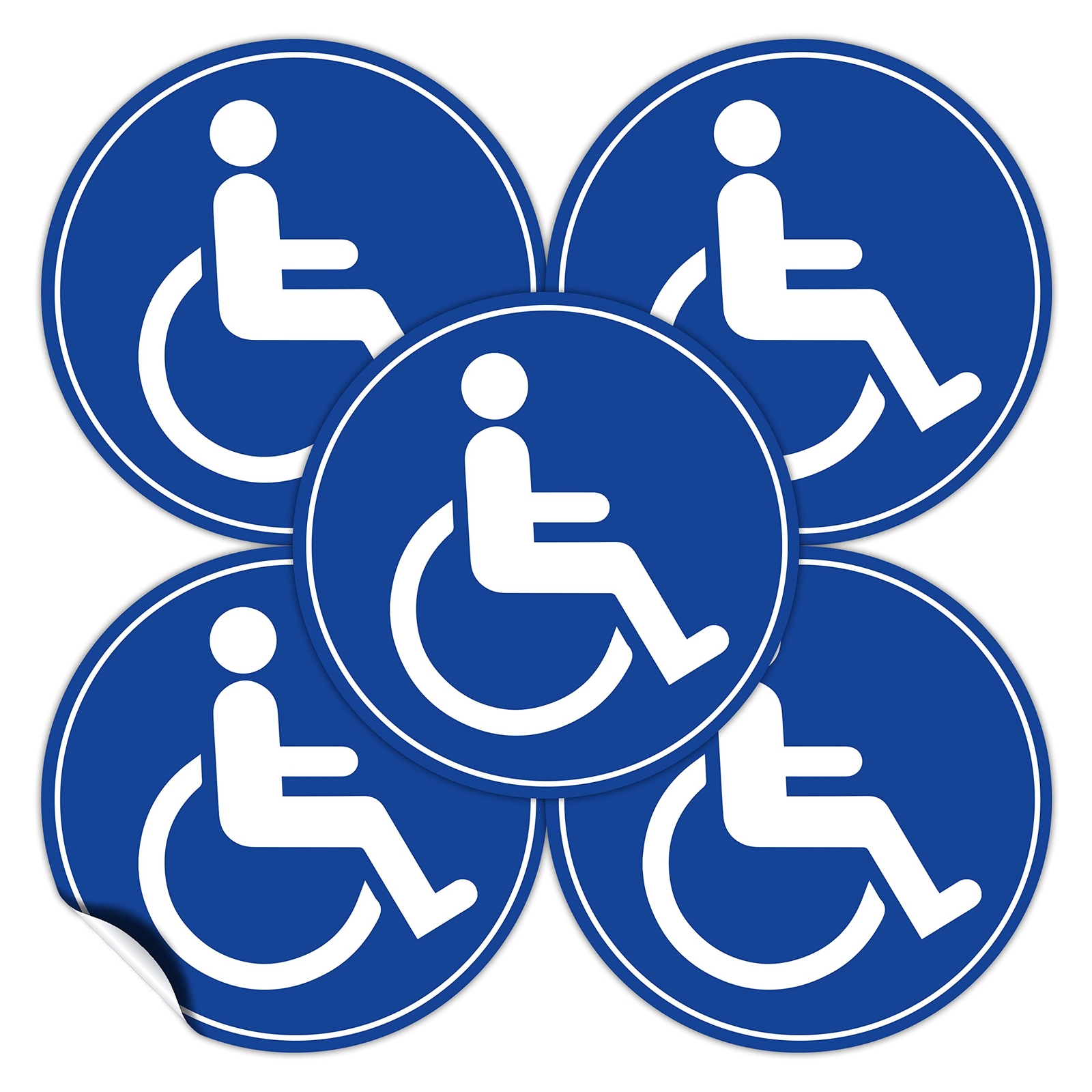 (Set of 5) Handicap / Disabled Wheelchair Accessible Sign - 4.5" Circle ...