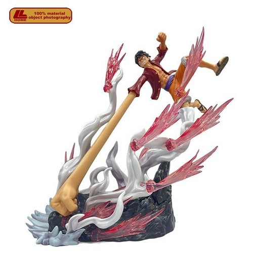 Anime OP Monkey D Luffy Long Fist Battle Fight PVC Action Figure Statue ...
