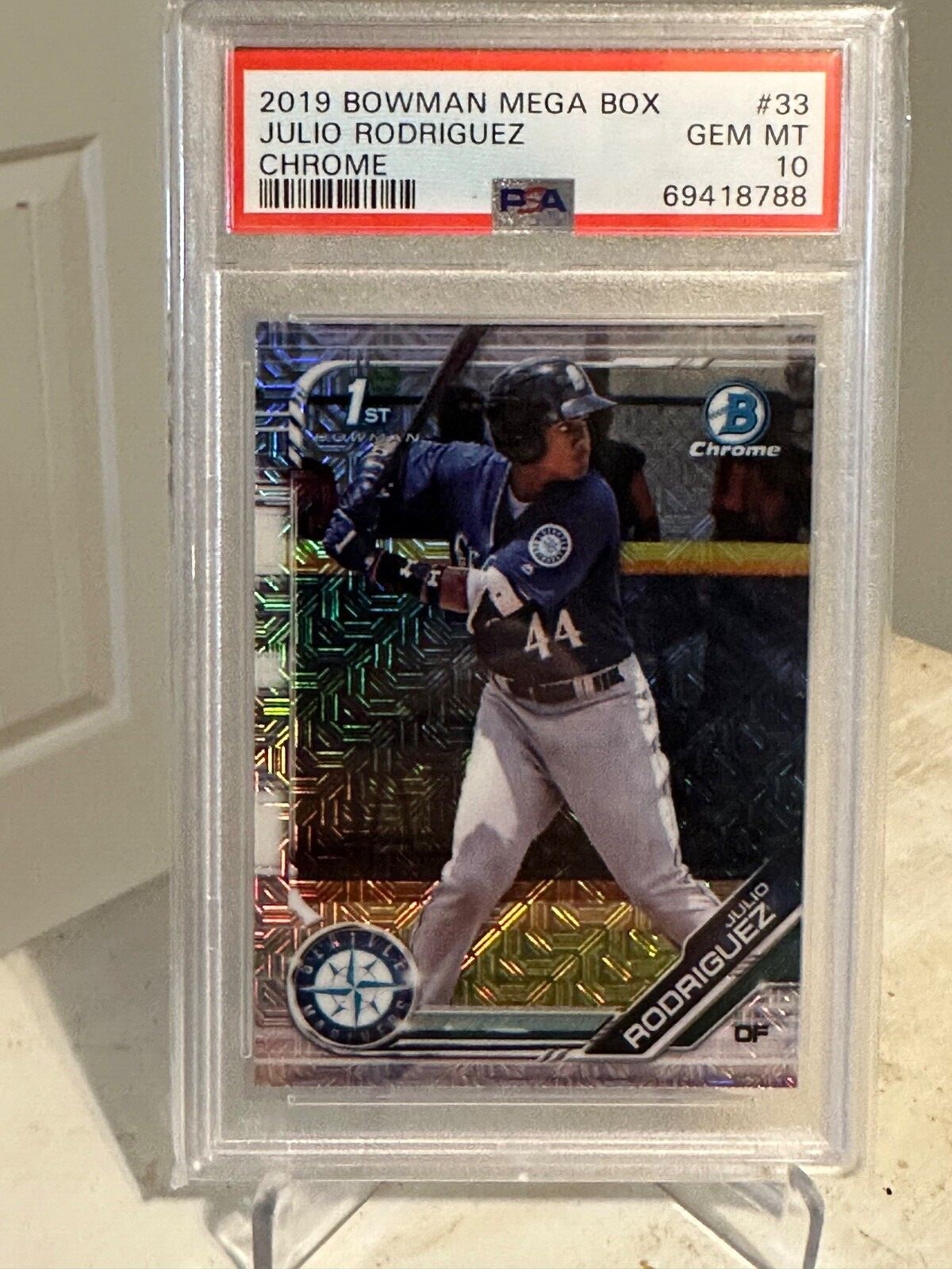 PSA 10 Julio Rodriguez 2019 Bowman Mega Box Mojo Refractor 1st GEM MINT ...