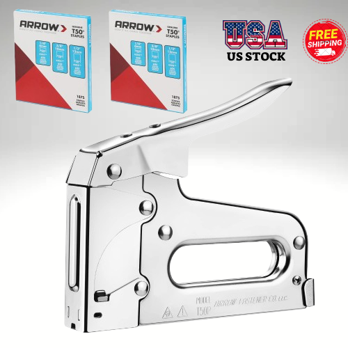 Staple Gun Kit, All Chrome Steel Stapler, with 3750 Pieces T50 1/4 ...