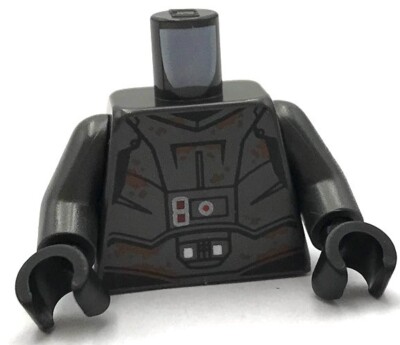Lego New Minifig Pearl Dark Gray Torso SW Armor Plates w/ Dark Orange ...