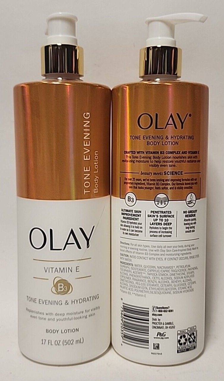 (2 Ct) Olay Vitamin E B3 Tone Evening & Hydrating Deep Moisture Body ...