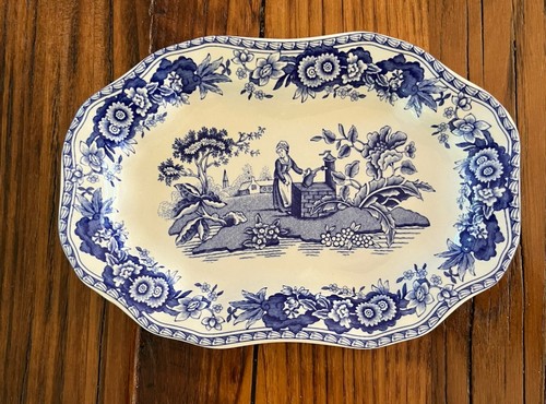 Spode Blue Room Collection GIRL AT WELL Scalloped Pin Tray Dish | eBay