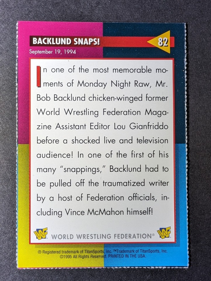 1995 WWF Magazine Cards #82 Backlund Snaps! | eBay