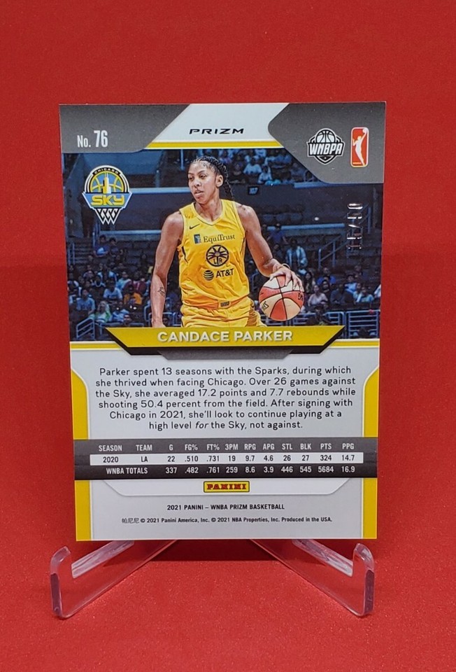 2021 Panini Prizm WNBA #76 CANDACE PARKER Orange Prizm 15/50 Chicago ...