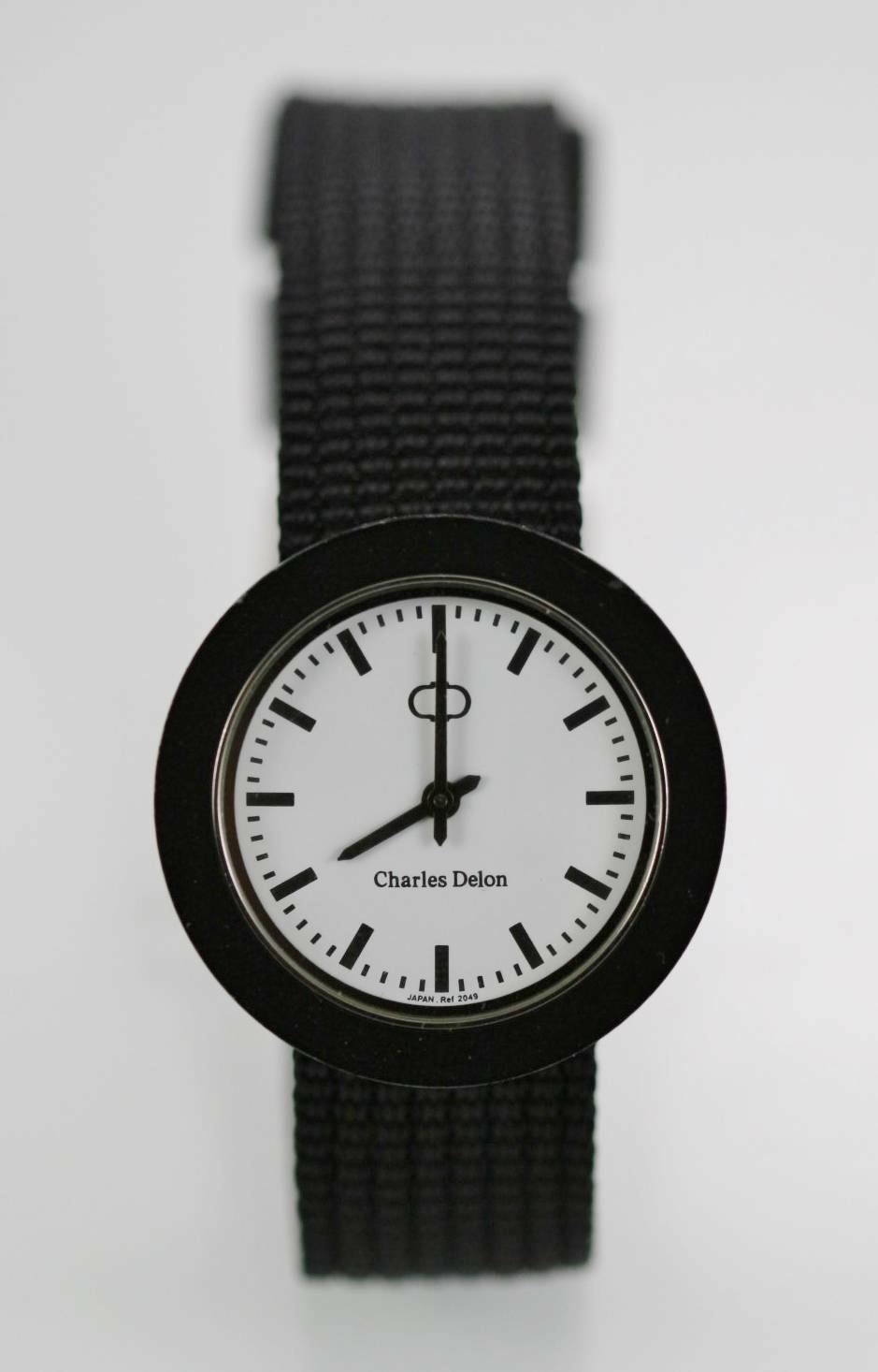 Charles Delon Watch Men Stainless Silver Black Nylon Water Resist White ...