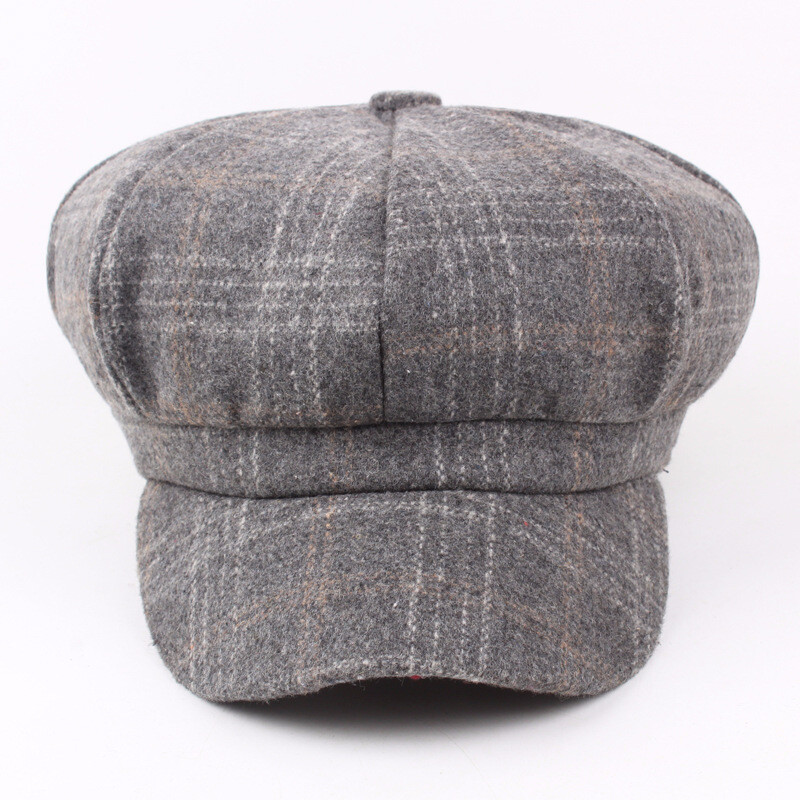 ZONBAILON Unisex Autumn Winter Octagonal Hat Retro British Style ...
