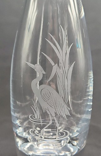 VINTAGE 1950s MID CENTURY KOSTA BODA CRYSTAL ETCH HERON BIRD & REEDS ...