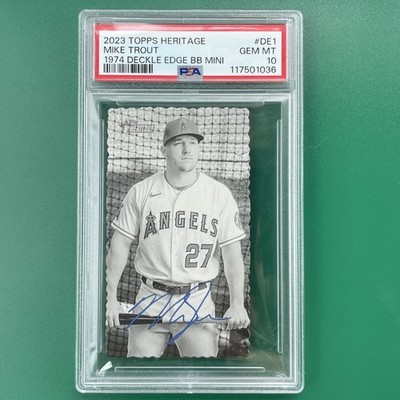 2023 Topps Heritage Mike Trout 1974 Deckle Edge Mini PSA 10 SSP *POP 5 ...