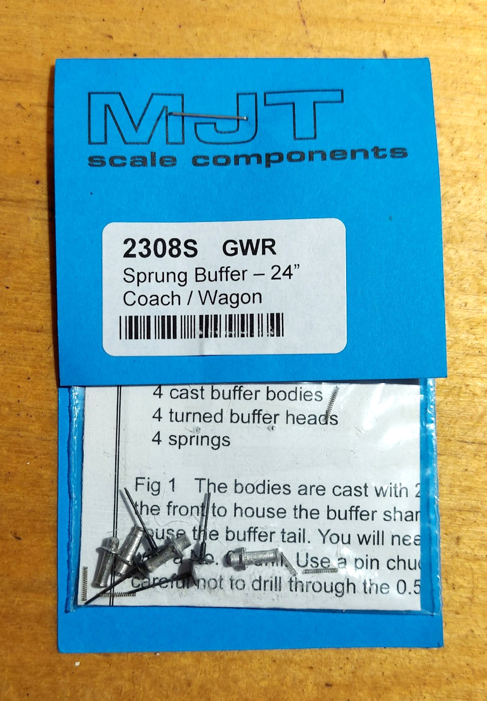 GWR 24 inch coach or wagon sprung buffer kit OO/4mm scale MJT ref ...
