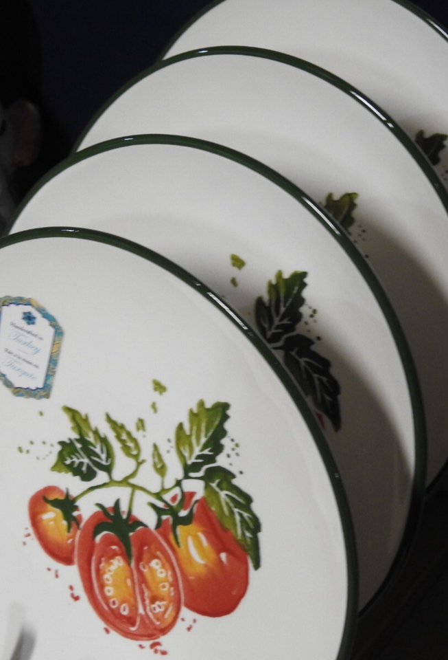4 Papart Seramik Hand Painted Tomatoes Salad Plates 8 3/4" NEW TURKEY ...