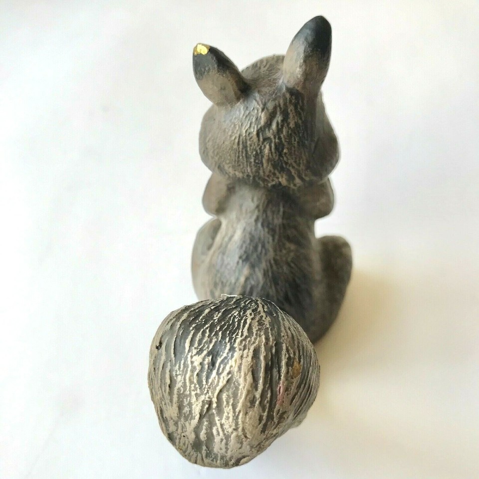 Vintage Squirrel Figurine Heavy Solid Metal Painted Brass Sculpture ...
