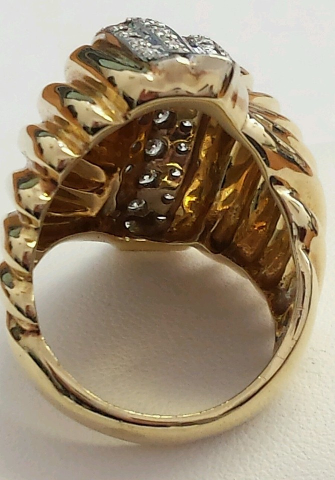 14 KARAT YELLOW GOLD DIAMOND RIGH HAND RING | eBay