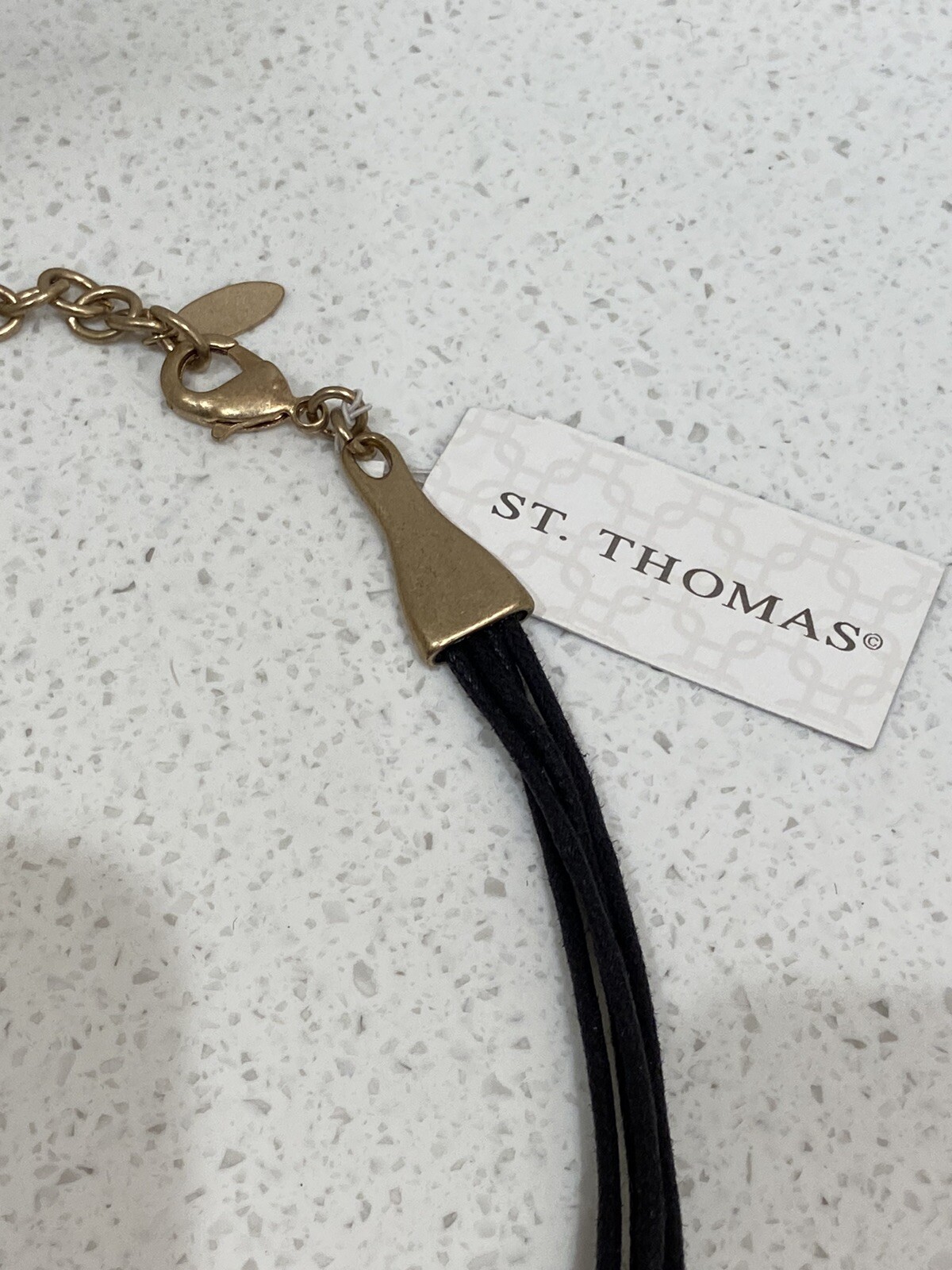 ST. THOMAS Gold & Silver Tone Rhinestone Beaded Multi Black Strand ...