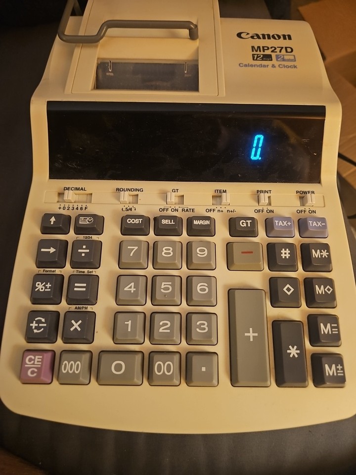 Canon MP27D 12 Digit Calculator -Vintage Adding Machine Calendar ...