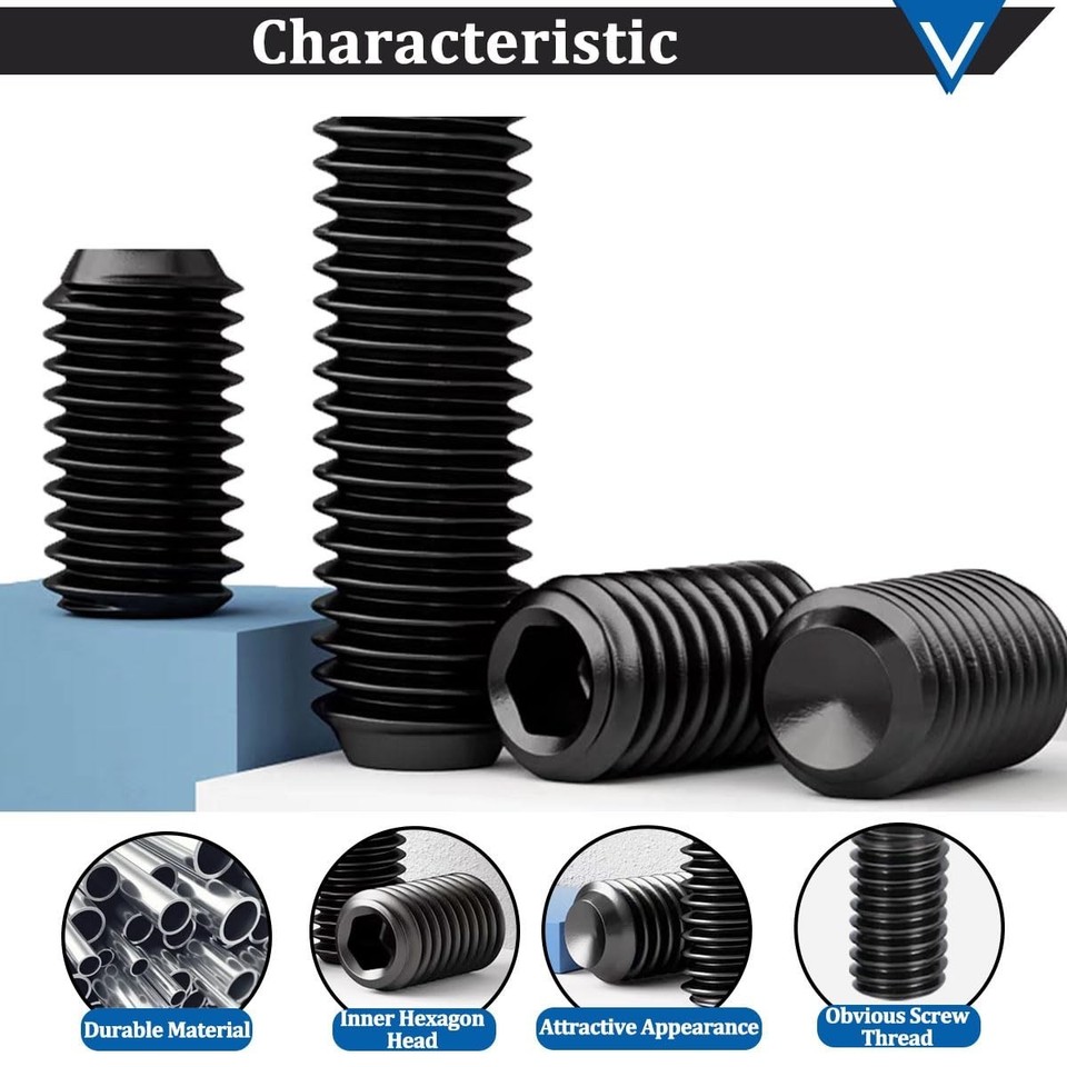 400Pcs SAE Set Screws Assortment Kit with Allen Keys,12 Size 12.9 Class ...