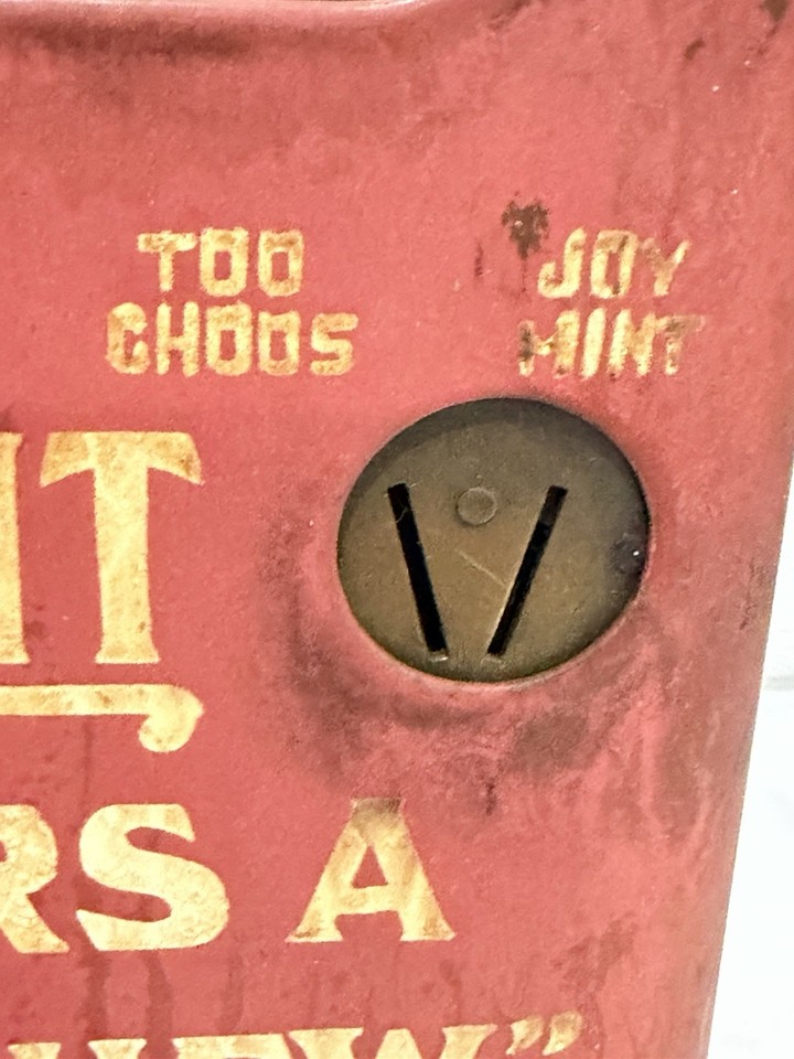 ANTIQUE PORCELAIN PULVER CHEWING GUM COIN OP ONE CENT MACHINE WITH COP ...