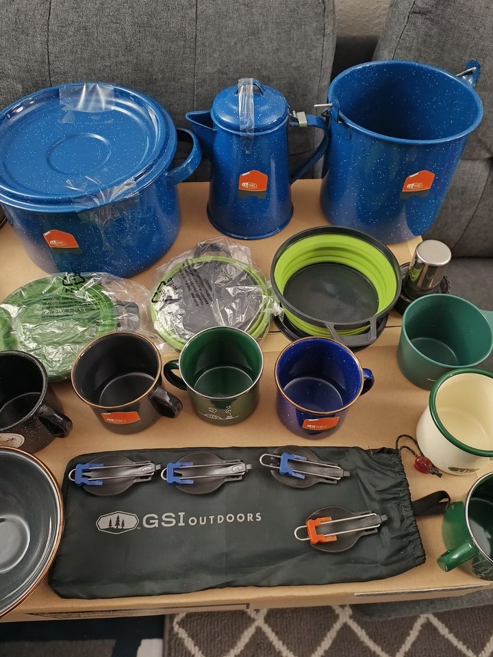 One Lot Of GSI Outdoors Items. Cookware, Drinkware and some Coffee Pots ...