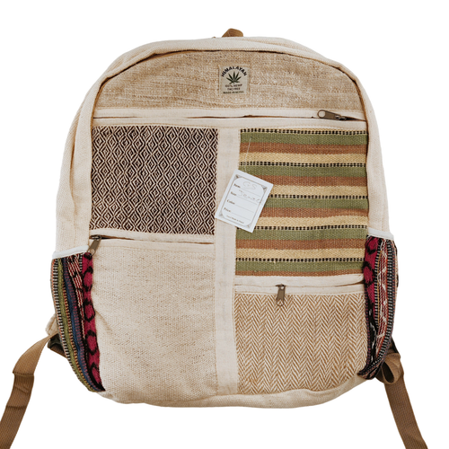 NWT Himalayan 100% Hemp Mixed Pattern Backpack Made in Nepal Medium ...