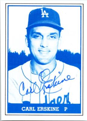 Carl Erskine autographed Baseball Card (1959 Los Angeles Dodgers) 1980 ...
