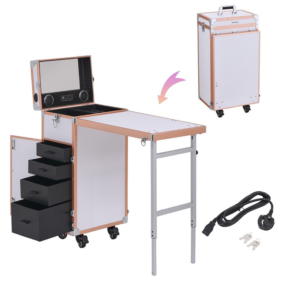 Professional Make Up Beauty Trolley Vanity Case with Station Nail ...