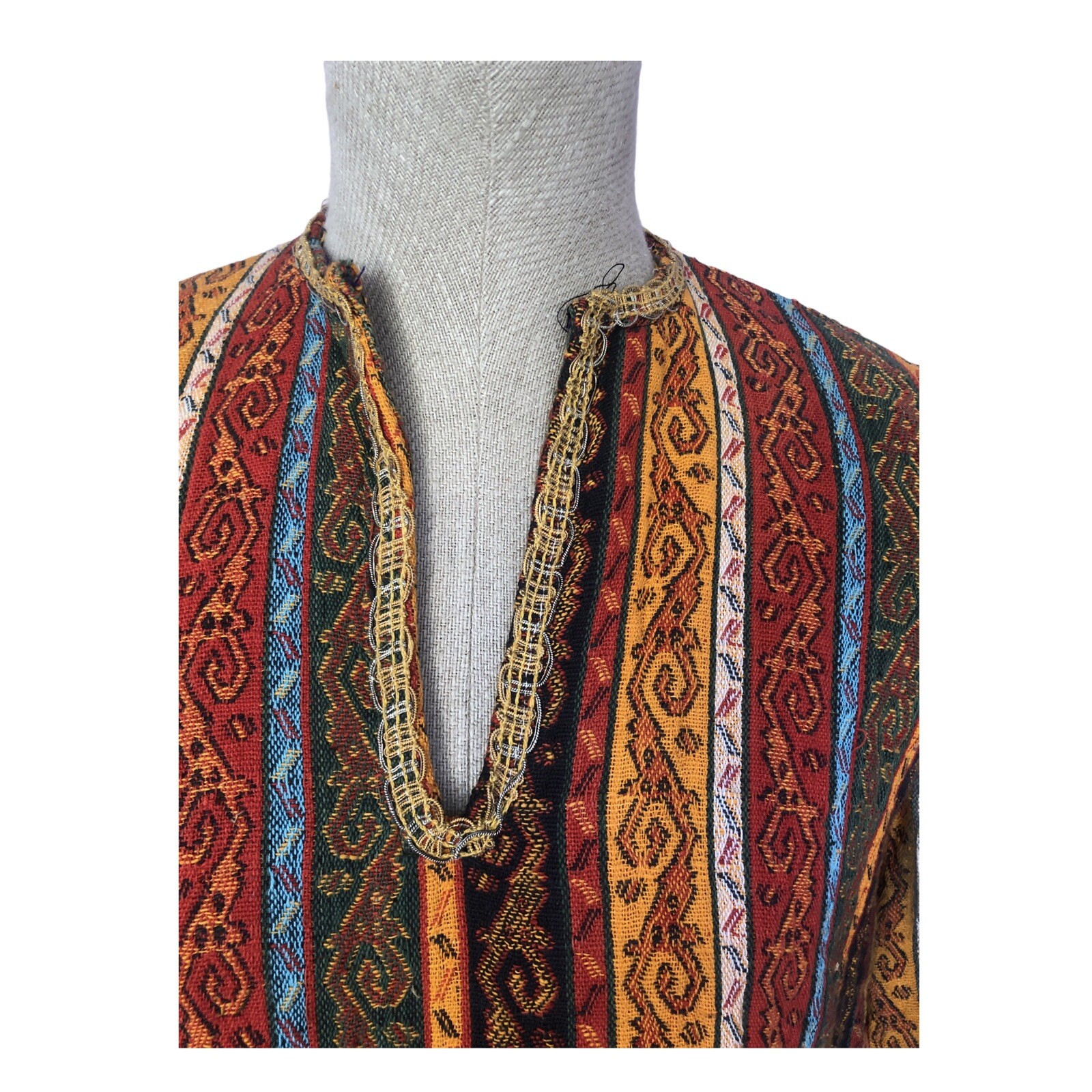 Vintage sweater Turkish Hand Knit Mercerized COTTON Multi Color Tunic ...