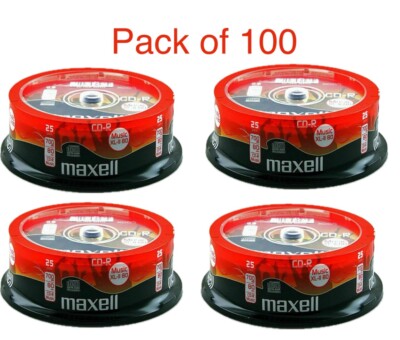 Genuine Maxell CD-R Music XL-II Digital Audio Recordable 80Min 100 Pack ...