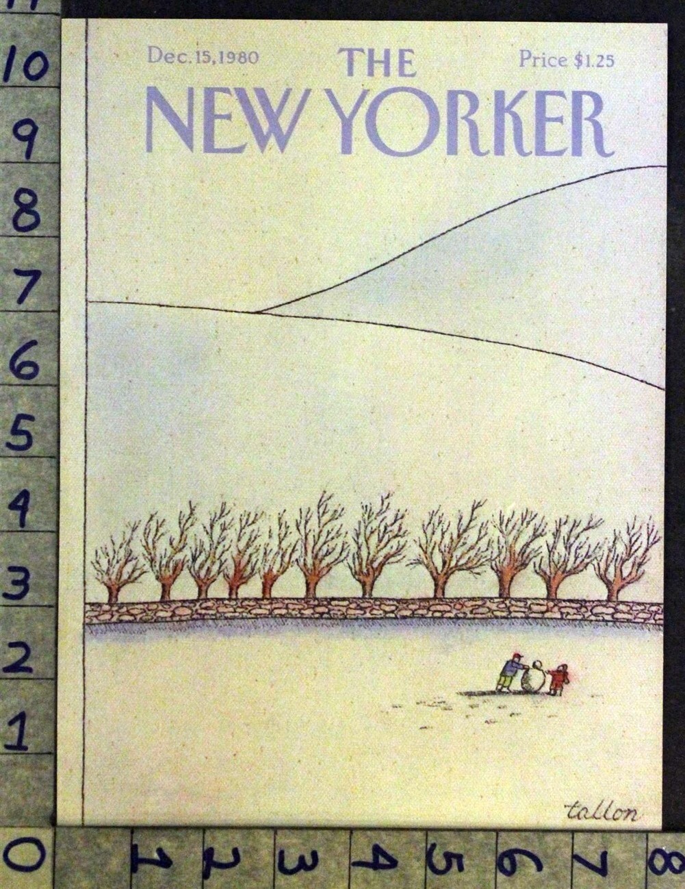 1980 SPORT WINTER SNOWMAN CHRISTMAS ROBERT TALLON ART NEW YORKER COVER ...
