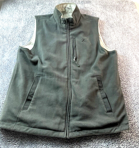 IZOD Vest Mens XL Gray Beige Reversible Fleece Softshell Mock Neck Zip ...