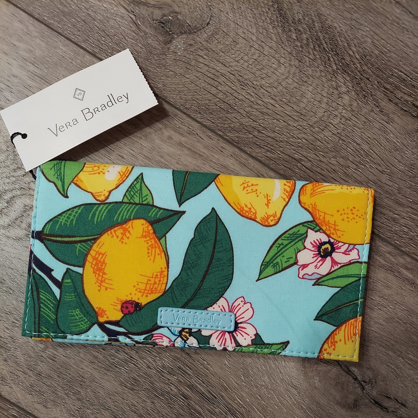 NWT Vera Bradley Checkbook Cover Lemon Grove Yellow Teal Women's ...