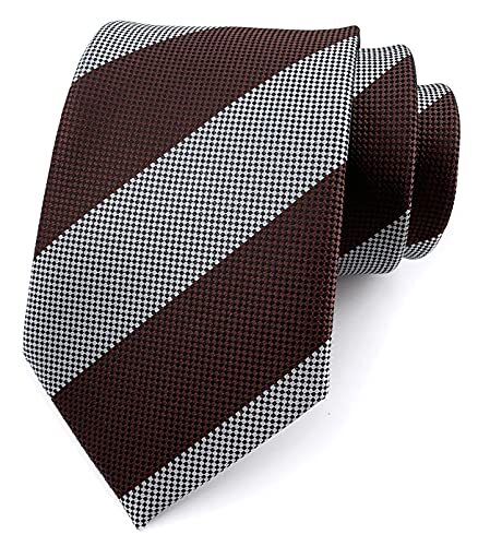 Men's Modern Stripe Ties Woven Pattern Business Formal One Size Brown ...