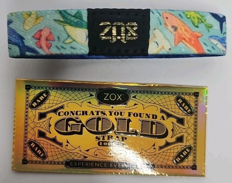 NEW Zox Sharks! Large Stretch Wristband Bracelet W/ Gold Card 0037 Blue ...