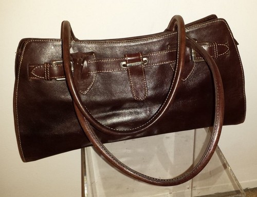 VINTAGE Inspired Prune Brown Genuine Leather Handbag made in Argentina ...
