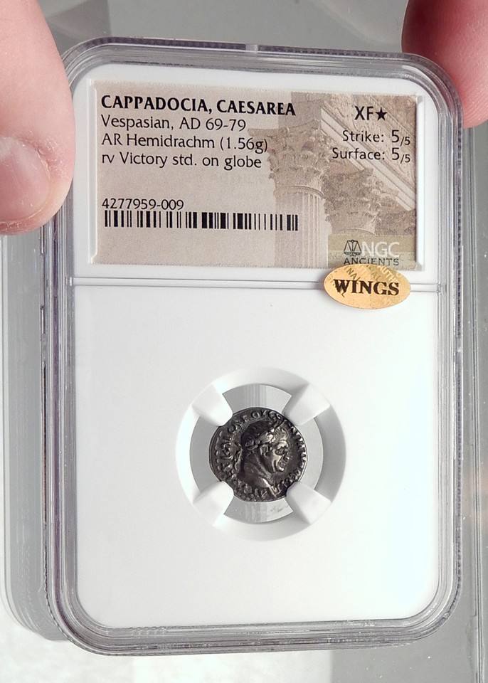 VESPASIAN Authentic Ancient Silver Caesarea Cappadocia Roman Coin NGC ...