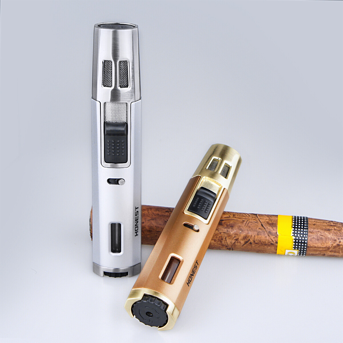 2PCS Refillable Butane Torch Lighter Adjustable Cigar Lighter 2Jet ...