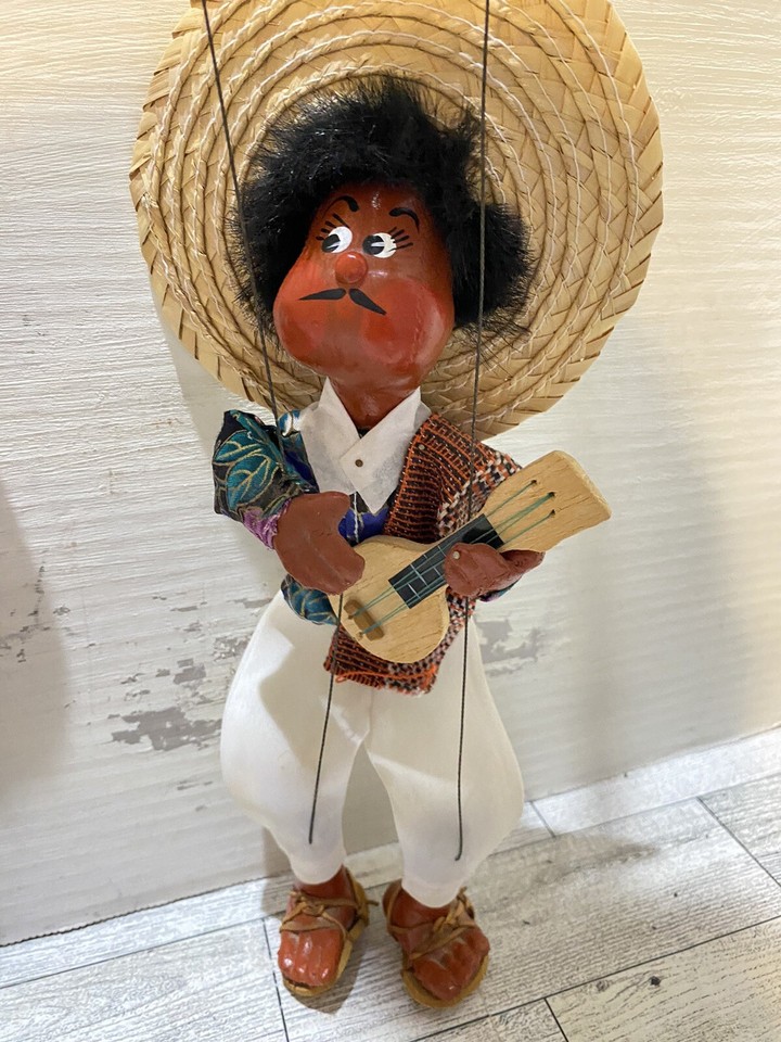 2 Vintage String Puppet Marionette Mexican Folk Art Senorita 10” Senor ...