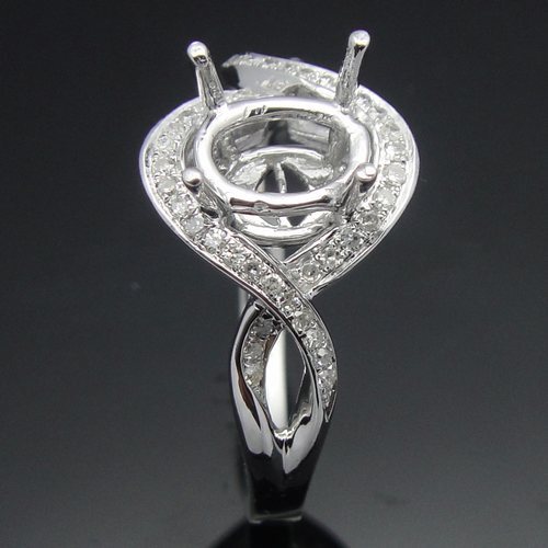 Solid 14K White Gold 5X7mm Oval Cut Semi Mount Diamond Wedding Fine ...